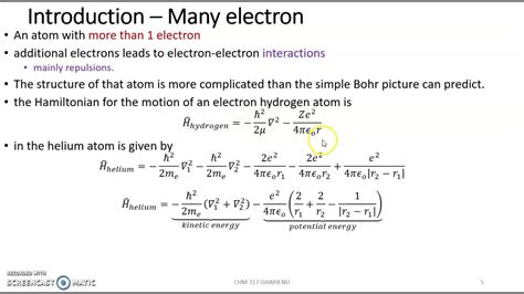 Many Electron Atom Orbital Approximation Youtube