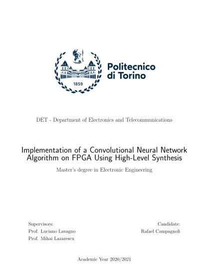 Hls Pragmas Implementation Of A Convolutional Neural Network Algorithm On Fpga Using High Lev