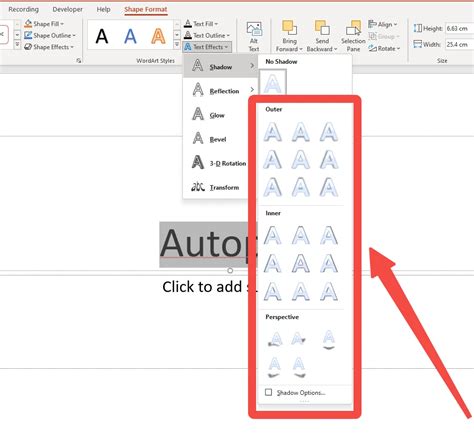 Powerpoint에서 텍스트 윤곽선 그리는 방법 테두리 그림자 및 사용자 지정 효과 추가 Autoppt