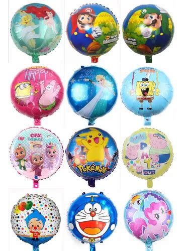 Pack 50 Globos Metálicos Personajes Infantiles 45cm S V Mercadolibre