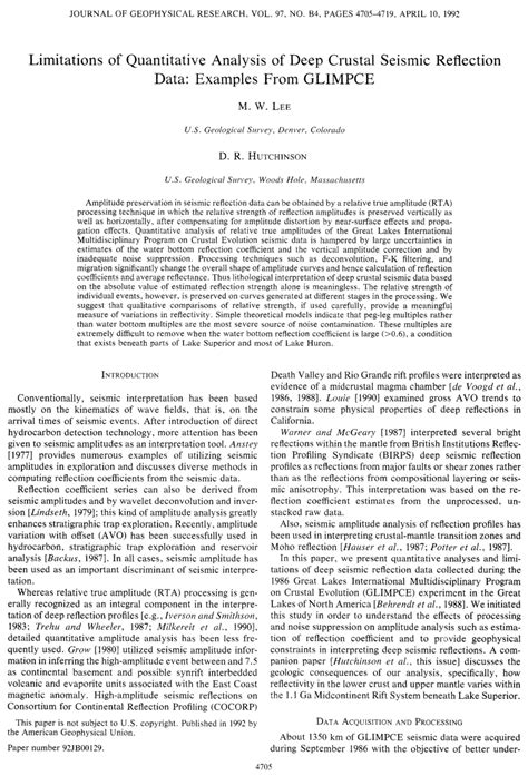 Pdf Limitations Of Quantitative Analysis Of Deep Crustal Seismic Reflection Data Examples