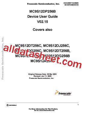 MC9S12DP256B Datasheet PDF Freescale Semiconductor Inc