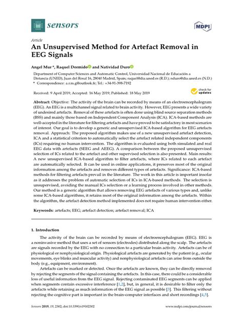 Unsupervised Artefact Removal Pdf Electroencephalography F Test