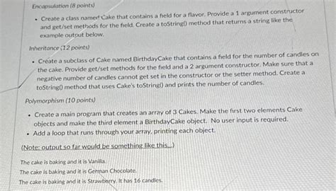 Encapsulation 8 Points Create A Class Named Cake