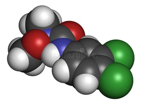 Linuron Herbicide Molecule 3d Rendering Atoms Are Represented As