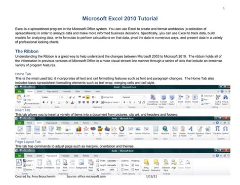 Excel 2010 Tutorial Ppt