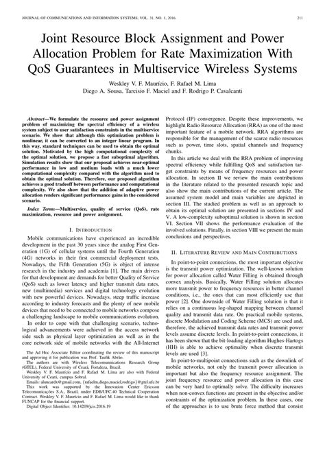 Pdf Joint Resource Block Assignment And Power Allocation Problem For