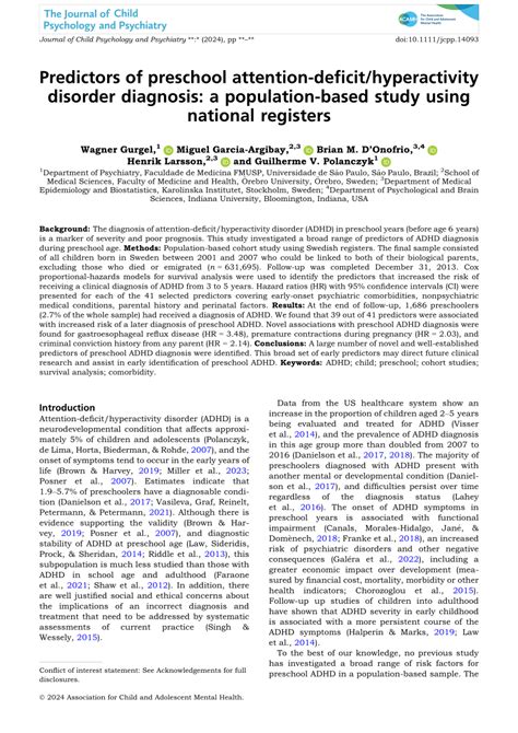 Predictors Of Preschool Attention‐deficit Hyperactivity Disorder Diagnosis A Population‐based