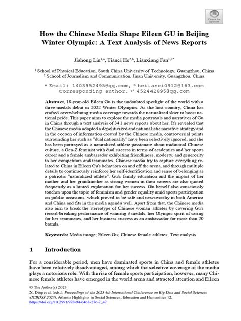 How The Chinese Media Shape Eileen Gu In Beijing Winter Olympic A Text