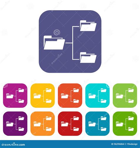 Folders Structure Icons Set Stock Vector Illustration Of Business Open 96296864
