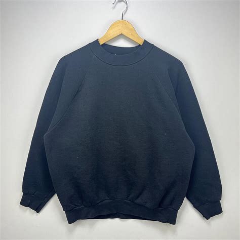 Vintage Vintage 90s Faded Blank Black Raglan Sweatshirt Xxl Grailed