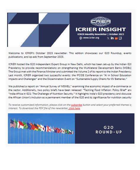 Newsletter Vol Vii Issue 10 Icrier