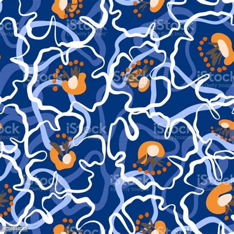 꽃 실루엣 라인 드로잉 플랫 디자인 모던 트렌디 한 스타일 플로럴 매끄러운 패턴 봄 자연 장식 장식 추상 식물 0명에 대한 스톡