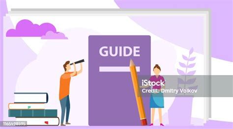 지침 매뉴얼 개념 사용자 수동 플랫 스타일 벡터 개념입니다 사무실물건으로 둘러싸인 사람들은 가이드북의 내용을 논의하고 있습니다 사용자 정보 비즈니스 요소 여행 가이드에 대한