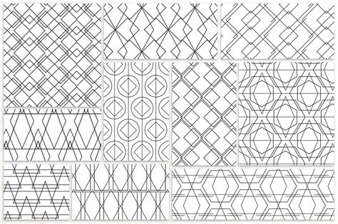 Simple Line Geometric Patterns By PeDeDesigns TheHungryJPEG Com