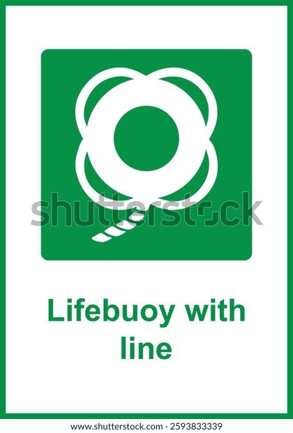 Green Sign Lifebuoy Line Designation Location Stock Vector Royalty