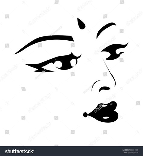 Face Drawing Woman Devi Goddess Indian Stock Vector Royalty Free 1520817368 Shutterstock