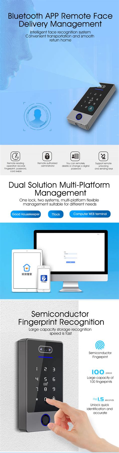 Smart Facial Standalone TTLock App Access Control OEM Manufacturer S A Access Control