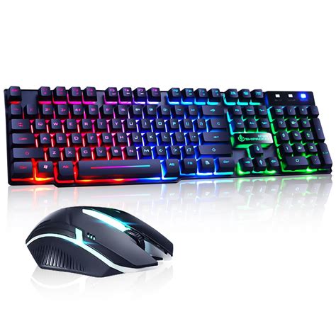 Gaming Keyboard And Mouse Combo Set Rainbow Glow Backlit Usb Keyboard Rgb Led Keyboard 104 Keys