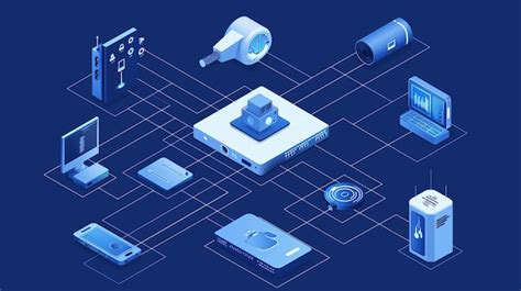 Isometric Illustration Of Connected Devices In A Network Showing Internet Of Things Concept