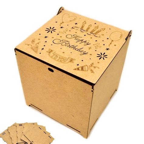 Коробка в Розібраному Виді МДФ 16х16х16см Happy Birthday Деревяна Подарункова Коробочка для