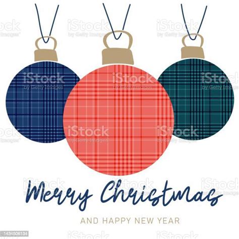 메리 크리스마스와 새해 복 많이 받으세요 격자 무늬 패턴이있는 크리스마스 공 T 셔츠에 대한 스톡 벡터 아트 및 기타 이미지 T 셔츠 겨울 계절 Istock