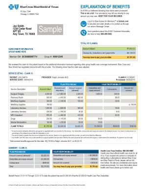 Fillable Online An EOB Is A Statement Showing How Claims Were Processed Fax Email Print PdfFiller