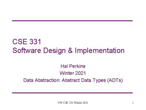 Cse 331 Software Design Implementation Hal Perkins Winter