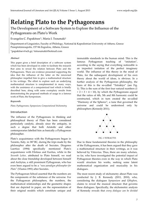 Pdf Relating Plato To The Pythagoreans The Development Of A Software