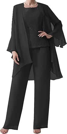 3 Pieces Mother Of The Bride Pant Suits For Wedding Plus Size Mother Of