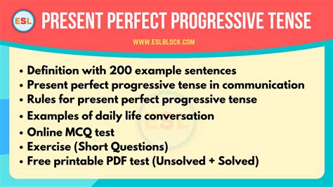 Present Perfect Progressive Tense Archives English As A Second Language