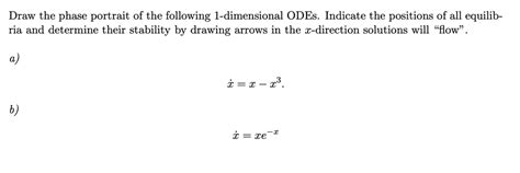Solved Draw The Phase Portrait Of The Following 1 Dimensional Odes Indicate The Positions Of