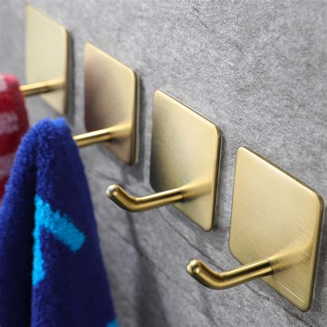 Yigii Adhesive Towel Hooksbathroom Hook Gold Self Adhesive Hooks