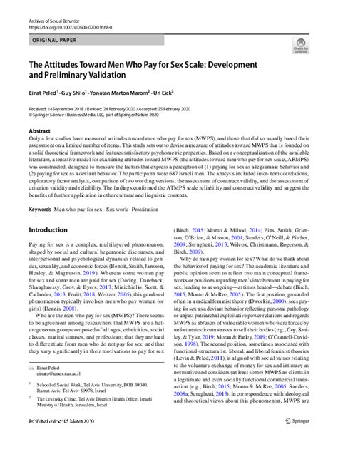 Pdf The Attitudes Toward Men Who Pay For Sex Scale Development And Preliminary Validation