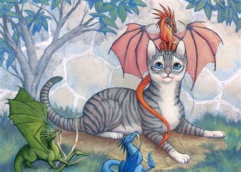 Thomas And The Dragons Aceo Print Cat And Dragon Friends Via Etsy