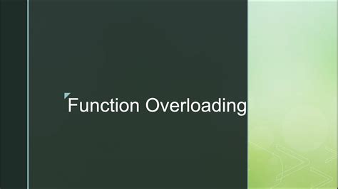 Function Overloading Youtube