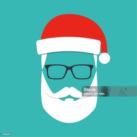 수염 콧수염 안경산타 클로스 힙스터 스타일의 인사말 카드 벡터 그림입니다 겨울에 대한 스톡 벡터 아트 및 기타 이미지 겨울 공휴일 남자 Istock