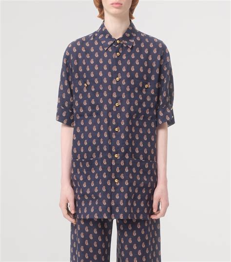 Valentino Garavani Blue Linen Voyage Imaginaire Shirt Harrods Ca