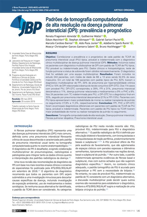Pdf High Resolution Computed Tomography Patterns In Interstitial Lung Disease Ild
