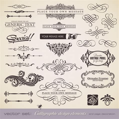 Decorative Elements Templates Classical Elegant Symmetric Curves