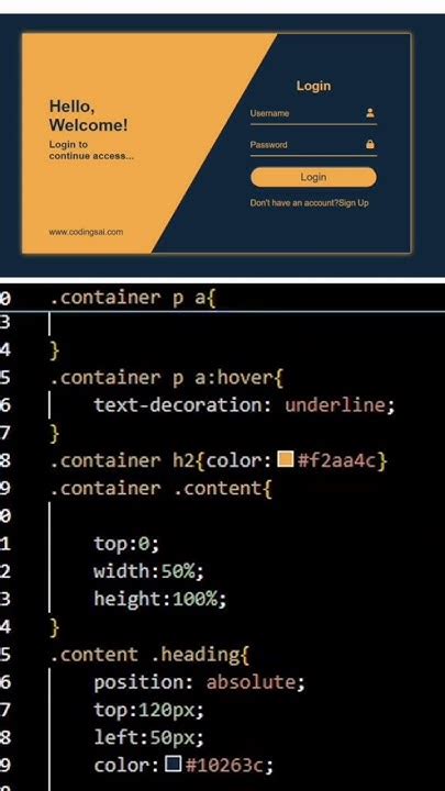 login page html css codingsai trending shorts html css youtube