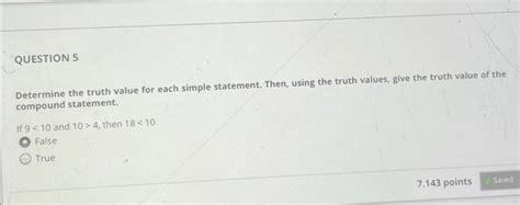 Solved QUESTION Determine The Truth Value For Each Simple Chegg Com