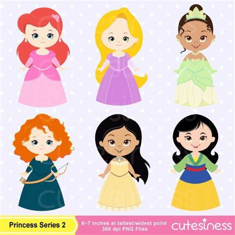 Cute Princess Digital Clipart Disney Princess By Cutesiness Cute
