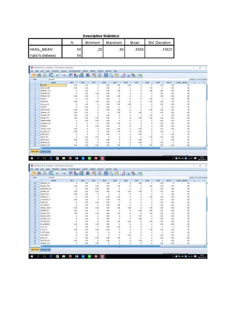 N Minimum Maximum Mean Std Deviation Hasil Mean 54 20 90 5556 15621 Valid N Listwise 54