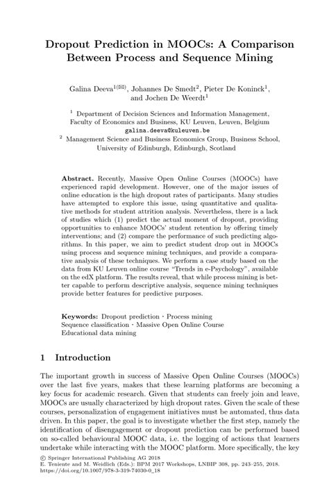 pdf dropout prediction in moocs a comparison between process and
