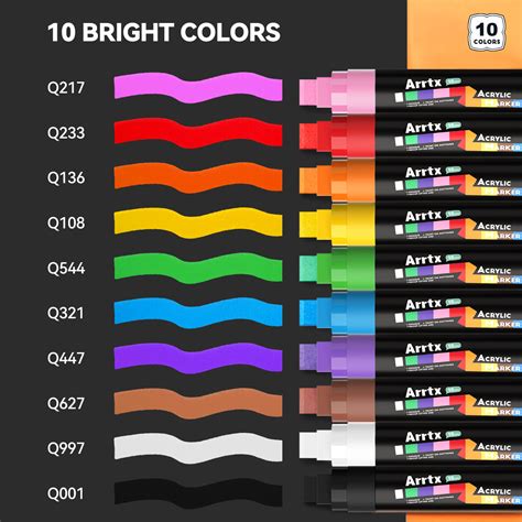 Arrtx 10 Colors Jumbo Acrylic Markers 15mm Broad Tips Arrtxart