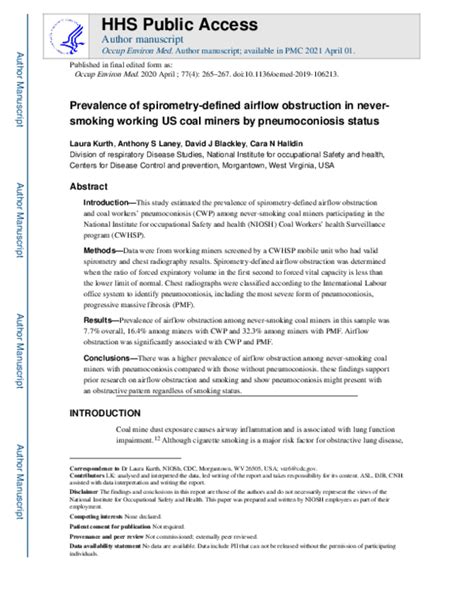 Pdf Prevalence Of Spirometry Defined Airflow Obstruction In Never