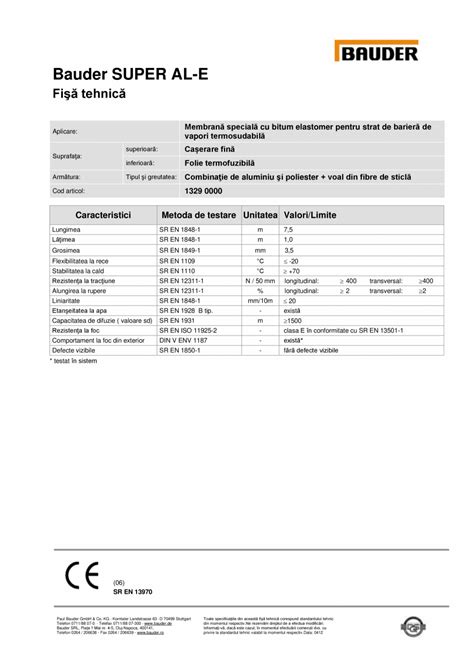 Membrana Termosudabila Bariera De Vapori Bauder Super Al E Fisa Tehnica
