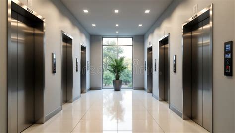 Modern Elevators With Metallic Doors Digital Floor Indicators Featured