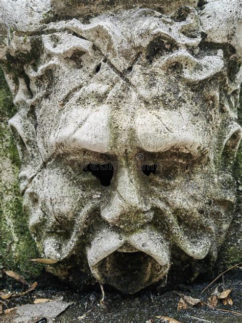 Close Up Of A Man Face Statue In Stone Stock Image Image Of Fresh